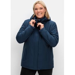 Funktionsjacke sheego, Damen, Gr. 56, blau (dunkelblau), 94% Polyester, 6% Elasthan, Innenjacke:100% Polyester, unifarben, Jacken Funktionsjacke