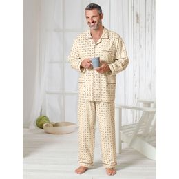 Schlafanzug, Herren, Gr. 64/66, beige, 100% Baumwolle, Homewear-Sets Schlafanzug