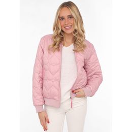 Bomberjacke Zwillingsherz "Be Happy", Damen, Gr. S, rosa, Steppware, Obermaterial: 100% Polyester, regular fit kurz, angesetztes B&uuml;ndchen, Jacken Bomberjacke, modisch, Kontrastdetails, regular fit, lang&auml;rmelig, mit Herzsticker, Topseller