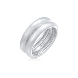 Partnerring Elli Premium "Ring Bandring Double Unisex 925 Ring rhodiniert" Gr. 52, silber, Fingerringe, Damen, 52, Silber 925 (Sterlingsilber), Partnerring