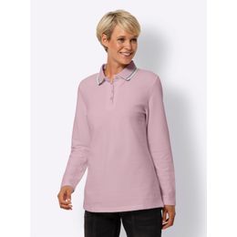 Poloshirt Classic Basics "Poloshirt", Damen, Gr. 54, rosa (ros&eacute;), 95% Baumwolle, 5% Elasthan, gemustert, gestreift, Shirts Poloshirt