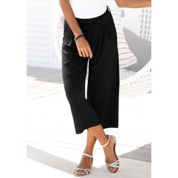 Culotte Lascana, Damen, Gr. 52, N-Gr, schwarz, Stoff, Obermaterial: 95% Polyester, 5% Elasthan, weit 7/8-L&auml;nge, Hosen Culotte, in 7/8-L&auml;nge und Bindeg&uuml;rtel, Jerseyhose, casual-sommerlich