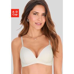 Bralette-BH s.Oliver "Fabienne", Damen, Gr. 85, Cup A, beige (creme), Spitze, Obermaterial: 46% Polyamid, 43% Polyester, 11% Elasthan, BHs Bralette-BH, ohne B&uuml;gel aus graphischer Spitze, Dessous