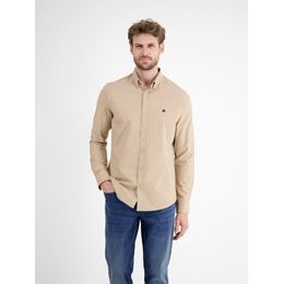 Langarmhemd Lerros "Oxford Solid", Herren, Gr. M, N-Gr, light coffee, Web, Obermaterial: 98% Baumwolle, 2% Elasthan, unifarben, normal h&uuml;ftbedeckend, Rundhals, Hemden Langarmhemd, mit Button-Down-Kragen