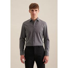 Businesshemd Seidensticker "Schwarze Rose", Herren, Gr. L41, normale &Auml;rmell&auml;ngen, grau, 100% Baumwolle, unifarben, slim fit, 2-Knopf-Manschette, Hemden Businesshemd, Slim 1/1 Kentkragen Uni