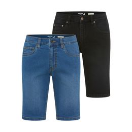 Jeansshorts Arizona, Herren, Gr. 36, N-Gr, blau used, schwarz, Denim/Jeans, Obermaterial: 82% Baumwolle, 17% Polyester, 1% Elasthan, unifarben, regular fit kniefrei, Jeans Jeansshorts, Regular-Fit, gerade geschnittenes Bein