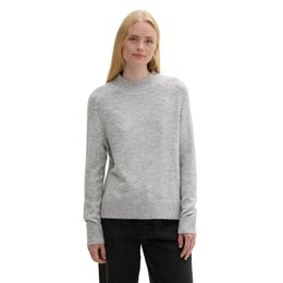Strickpullover Tom Tailor Denim, Damen, Gr. XS (34), grau (cement grau m&eacute;lange), Feinstrick, Obermaterial: 79% Polyacryl, 18% Polyester, 3% Elasthan, unifarben, normal h&uuml;ftbedeckend, Rundhals, B&uuml;ndchen, Pullover Strickpullover, mit extra langen &Auml;rmeln
