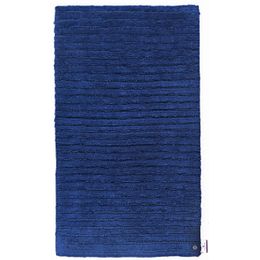 Badematte Tom Tailor HOME "Cotton Stripes" Gr. 1, blau (dunkelblau), H:20mm, Baumwolle, Badematten, Badematte, Uni Farben, gestreift, reine Baumwolle, Hoch-Tief Effekt
