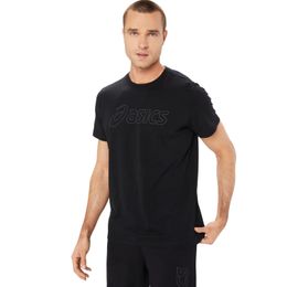 Laufshirt asics "asics LOGO SS TEE", Herren, Gr. M, performance schwarz, graphite grau, Obermaterial: 60% Baumwolle, 40% Polyester, Shirts Laufshirt