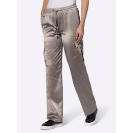 Cargohose Heine, Damen, Gr. 46, Normalgr&ouml;&szlig;en, grau (taupe), 97% Polyester, 3% Elasthan, unifarben, Hosen Cargohose