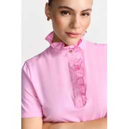 Blusenshirt RICHROYAL, Damen, Gr. XS, soft orchid, Single Jersey, Obermaterial: 100% Baumwolle, unifarben, Basic h&uuml;ftlang, Rundhals, Shirts Blusenshirt, mit schmalem Stehkragen und halber Knopfleiste mit R&uuml;schenkante