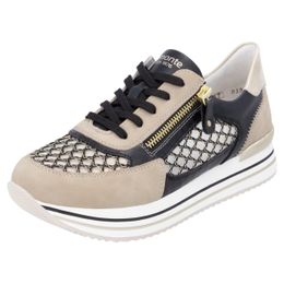 Plateausneaker Remonte, Damen, Gr. 44, beige (hellbeige, schwarz), Lederimitat, Textil, kontrastfarbene Details, Schuhe Plateausneaker, Freiezitschuh, Halbschuh, Schn&uuml;rschuh, vegan, Kontrastbesatz, Topseller