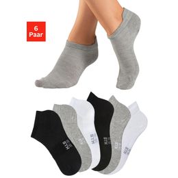 H.I.S. Sportsocken H.I.S, M&auml;dchen, Gr. 43-46, schwarz (2x schwarz, 2x grau meliert, 2x wei&szlig;), Baumwollmischung, unifarben, elastisch, Socken Sportsocken, Kurzsocken und Sneakersocken in einem Pack