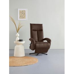 Sit & More TV-Sessel SIT & MORE "Tycoon", braun (dunkelbraun), B:74cm H:117cm T:85cm, 100% Polyester, Sessel, TV-Sessel, wahlweise manuell, mit zwei Motoren oder mit Akku oder mit 2 Motoren