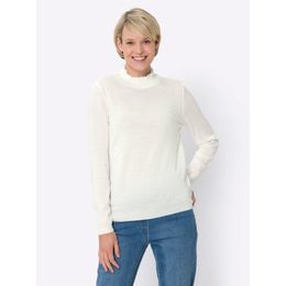 Stehkragenpullover Classic Basics "Stehkragen-Pullover", Damen, Gr. 38, beige (ecru), 100% Polyacryl, unifarben, Pullover Stehkragenpullover