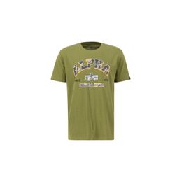 T-Shirt Alpha Industries "College Camo T-Shirt", Damen, Gr. S, gr&uuml;n (moss gr&uuml;n), Obermaterial: 100% Baumwolle, Shirts T-Shirt