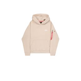 Hoodie Alpha Industries "Signature Backprint Hoodie", Herren, Gr. S, beige (organic beige), Obermaterial: 80% Baumwolle, 20% Polyester, regular fit, Sweatshirts Hoodie