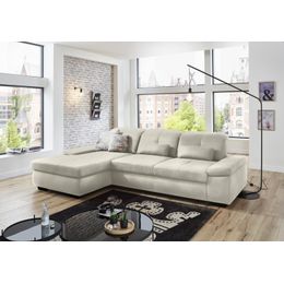 Ecksofa DIE PLANBAR "MP-IN16012 L-Form, mit Federkern-Polsterung", beige (natur), B:309cm H:85cm T:195cm, 85% Polyester;15% Nylon, Sofas, Ecksofa, inkl. Sitztiefenverstellung, wahlweise mit weiteren Funktionen