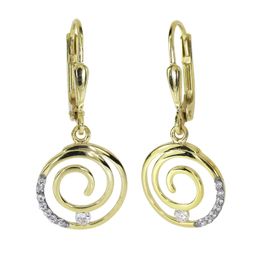 Paar Ohrh&auml;nger OSTSEE-SCHMUCK "OSTSEE-SCHMUCK Ohrh&auml;nger Spirale Ohrh&auml;nger Spirale", gelb (wei&szlig;, neutral), Ohrringe, Damen, 28 x 12mm, Gelbgold 333, Paar Ohrh&auml;nger
