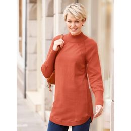 Longpullover Classic Basics "Longpullover", Damen, Gr. 54, orange (terra), 100% Baumwolle, unifarben, Pullover Longpullover