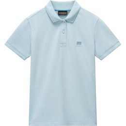 Poloshirt Napapijri, Herren, Gr. M, blau, Piqu&eacute;, Obermaterial: 100% Baumwolle, unifarben, regular fit normal, Rundhals, eingesetzt angesetztes B&uuml;ndchen, Shirts Poloshirt, Mit Rundhalsausschnitt