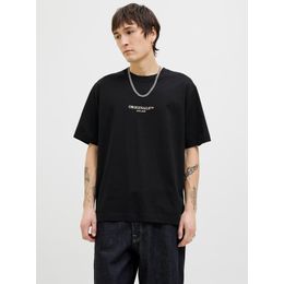 Jack & Jones T-Shirt JACK & JONES "JORISLINGTON MINIMAL BRANDING TEE SS SN", Herren, Gr. S, schwarz, Jersey, Obermaterial: 100% Baumwolle, unifarben, loose fit normal, Rundhals, Shirts T-Shirt