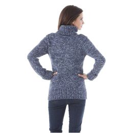 Rollkragenpullover Aniston CASUAL, Damen, Gr. 34, blau (blau, meliert), Grobstrick, Obermaterial: 100% Polyacryl, meliert, figurbetont h&uuml;ftbedeckend, breiter Bund, Pullover Rollkragenpullover