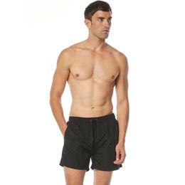 Badeshorts Bruno Banani "Boxer Wave Line 2.0 Swim", Jungen, Gr. XXL (8), N-Gr, schwarz, Microfaser, Polyester, unifarben, Badehosen Badeshorts, mit Tunnel-Gummibund