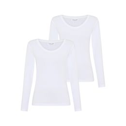 Langarmshirt YSABEL MORA, Damen, Gr. M, wei&szlig;, Single Jersey, Obermaterial: 95% Baumwolle, 5% Elasthan, figurbetont h&uuml;ftlang, Rundhals, Shirts Langarmshirt, Rundhals-Ausschnitt, weich, Baumwollmix, elastisch
