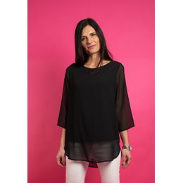 Langarmbluse Seidel Moden "Otto exclusiv", Damen, Gr. 48, schwarz, Single Jersey, Obermaterial: 100% Polyester. Obermaterial 2: 95% Viskose, 5% Elasthan, unifarben, Basic, regular fit Po-bedeckend, U-Boot-Ausschnitt, gerader Abschluss, Blusen Langarmbluse, MADE IN GERMANY, Topseller