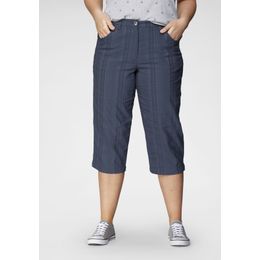 Caprihose KjBRAND "Babsie: bequemer Oberschenkel", Damen, Gr. 42, N-Gr, blau, Web, Obermaterial: 47% Baumwolle, 45% Polyester, 6% Viskose, 2% Elasthan, unifarben, Basic, kniebedeckend, Hosen Caprihose, Sommerhose mit Strukturmuster