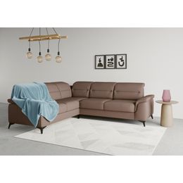 Sit & More Ecksofa SIT & MORE "Sinatra L-Form", braun (espresso), B:251cm H:85cm T:231cm, 98% Polyester, 2% Polyamid, Sofas, Ecksofa, optinal mit Kopfteilverstellung und Armteilfunktion, Metallf&uuml;&szlig;e