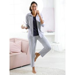 Hausanzug Comtessa, Damen, Gr. 44/46, grau (grau, meliert), 80% Baumwolle, 20% Polyester, Homewear-Sets Hausanzug