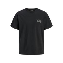 Jack & Jones T-Shirt JACK & JONES "JORNANTUCKET SCRIPT CHEST TEE CN", Herren, Gr. XS, schwarz, Jersey, Obermaterial: 100% Baumwolle, bedruckt, relaxed fit normal, Rundhals, Shirts T-Shirt