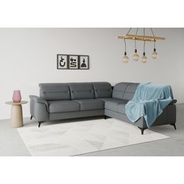 Sit & More Ecksofa SIT & MORE "Sinatra L-Form", grau (dunkelgrau), B:251cm H:85cm T:231cm, 98% Polyester, 2% Polyamid, Sofas, Ecksofa, optinal mit Kopfteilverstellung und Armteilfunktion, Metallf&uuml;&szlig;e