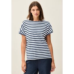 T-Shirt Cecil, Damen, Gr. XS (36), blau (urban navy blau), Jersey, Obermaterial: 50% Baumwolle, 50% Modal, gestreift, regular fit taillenbedeckt, U-Boot-Ausschnitt, Shirts T-Shirt, mit Streifen Muster