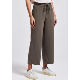 Stoffhose Street One "Style Emee", Damen, Gr. 46, L&auml;nge 26, braun (nomad braun), Web, Obermaterial: 100% Viskose, unifarben, normal 7/8-L&auml;nge, Hosen Stoffhose, Sommerhose mit elastischem Bund mit Tunnelzug