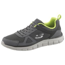 Sneaker Skechers "Track", Herren, Gr. 41, grau (grau schwarz), Leder, Textil, Schuhe Sneaker, mit seitlichem Logo, Freizeitschuh, Halbschuh, Schn&uuml;rschuh