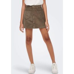 Cordrock Only "ONLAMAZING HW CORD SKIRT", Damen, Gr. M (38), braun (cub), Cord, Obermaterial: 100% Baumwolle, unifarben, mini, R&ouml;cke Cordrock, Baumwollmischung