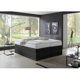 Boxspringbett "Ibiza in den Breiten 160x200, 180x200cm & 200x200cm", schwarz, B:160cm L:200cm, Westfalia Schlafkomfort, Komplettbetten, Boxspringbett