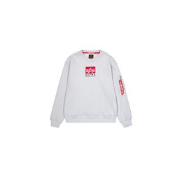 Sweater Alpha Industries "Satin Logo Sweatshirt", Damen, Gr. L, grau (pastel grau), Obermaterial: 80% Baumwolle, 20% Polyester, regular fit, Sweatshirts Sweater