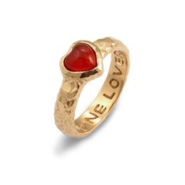 Silberring HAZE & GLORY "Ring Herz Onyx Rot 925 Sterling Silber - Heart Over Heels" Gr. 58, gold, Fingerringe, Damen, 58, Silber 925 (Sterlingsilber), Silberring