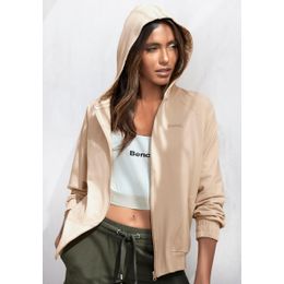 Kapuzensweatjacke BENCH. LOUNGEWEAR, Damen, Gr. 40/42, beige, angeraute Sweatware, Obermaterial: 95% Baumwolle, 5% Elasthan. Kapuzenfutter: 100% Baumwolle, unifarben, Basic, Sweatjacken Kapuzensweatjacke, mit sportlichen Teilungsn&auml;hten, Loungeanzug