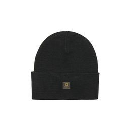 Only & Sons Beanie ONLY & SONS "ONSISAAC FLAT KNIT LOGO BEANIE NOOS", Herren, schwarz, Strick, Wolle, unifarben, Basic, M&uuml;tzen Beanie