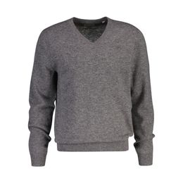 V-Ausschnitt-Pullover Gant "EXTRAFINE LAMBSWOOL V-NECK", Herren, Gr. S, grau (dunkelgrau melange), Feinstrick, Obermaterial: 90% Wolle, 10% Polyamid, normal h&uuml;ftlang, V-Ausschnitt, Rippstrickb&uuml;ndchen, Pullover V-Ausschnitt-Pullover, mit Logostickerei