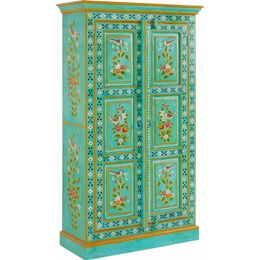 Stauraumschrank OTTO HOME "Prem", bunt (gr&uuml;n, bunt), Schr&auml;nke, Stauraumschrank, Handbemalt, Breite/Tiefe/H&ouml;he: 87/38/152 cm