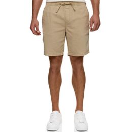 Shorts INDICODE "INWamo", Herren, Gr. L, N-Gr, gelb (cornstalk), Web, Obermaterial: 55% Baumwolle, 45% Leinen, unifarben, slim fit knielang, Hosen Shorts