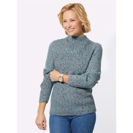 Stehkragenpullover Classic Basics "Pullover", Damen, Gr. 54, blau (ozean, meliert), 100% Polyacryl, meliert, Pullover Stehkragenpullover