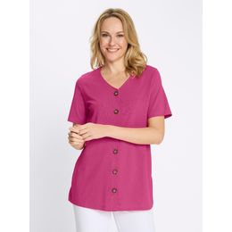 Longshirt Classic Basics "Longshirt", Damen, Gr. 56, fuchsia, 100% Baumwolle, unifarben, V-Ausschnitt, Shirts Longshirt