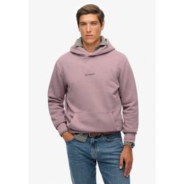 Kapuzensweatshirt Superdry "MICRO LOGO HOOD", Herren, Gr. 3XL, dry elderberry, angeraute Sweatware, Obermaterial: 80% Baumwolle, 20% Polyester, unifarben, relaxed fit, Rundhals, Rippb&uuml;ndchen, Sweatshirts Kapuzensweatshirt